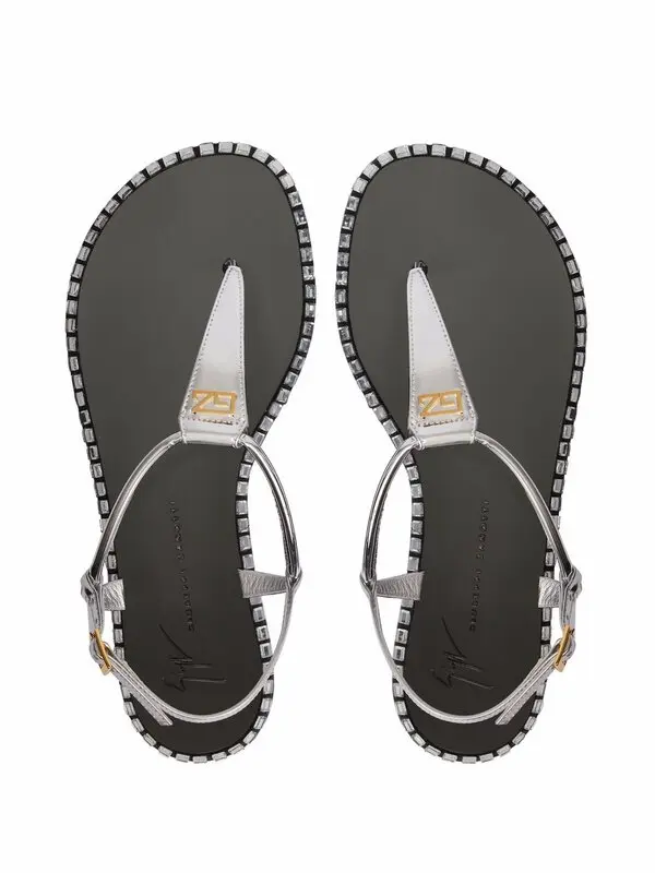 GIUSEPPE ZANOTTI Bellatriks Leather Sandals - Silver