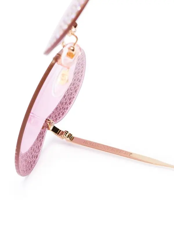 Gucci Crystal-Embellished Heart-Shape Sunglasses - Gold  display picture 1