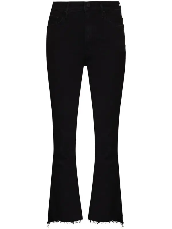 MOTHER The Insider Crop Step Fray Jeans - Black