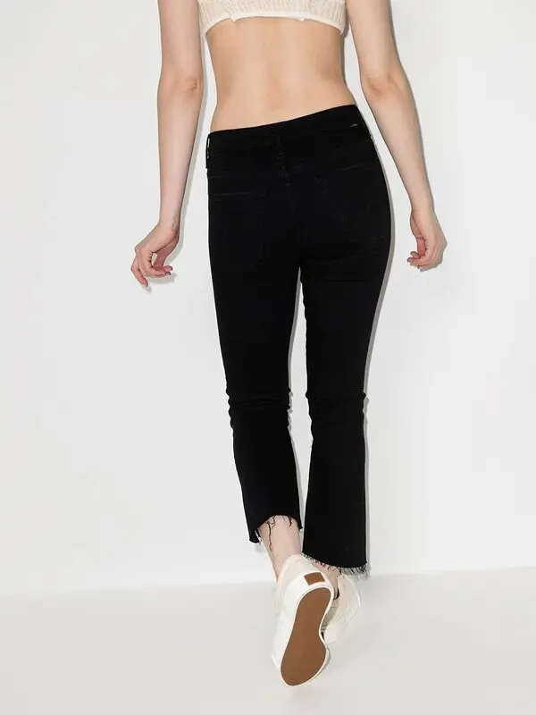 MOTHER The Insider Crop Step Fray Jeans - Black