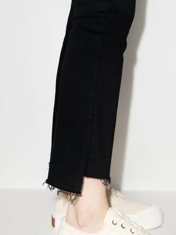 MOTHER The Insider Crop Step Fray Jeans - Black