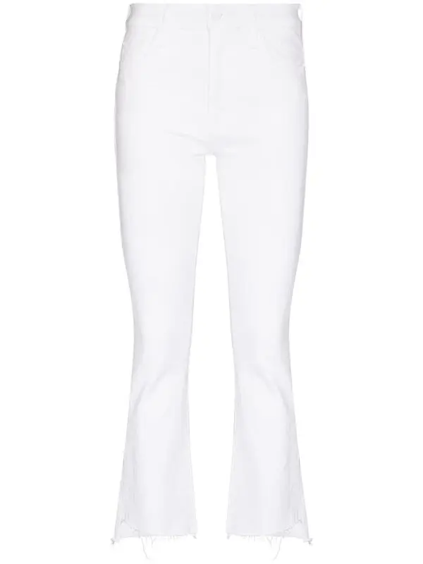 MOTHER The Insider Crop Step Fray Jeans - White