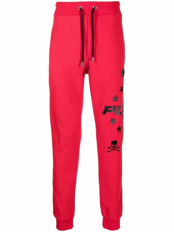 Philipp Plein Logo Skull Tracksuit Bottoms - Red