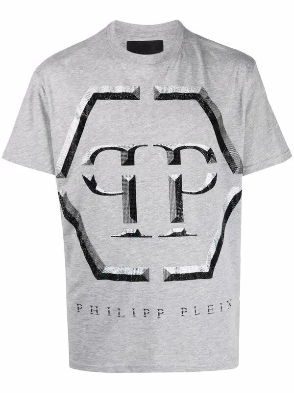 Philipp Plein Embellished-logo T-shirt - Grey