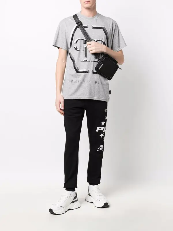 Philipp Plein Embellished-logo T-shirt - Grey