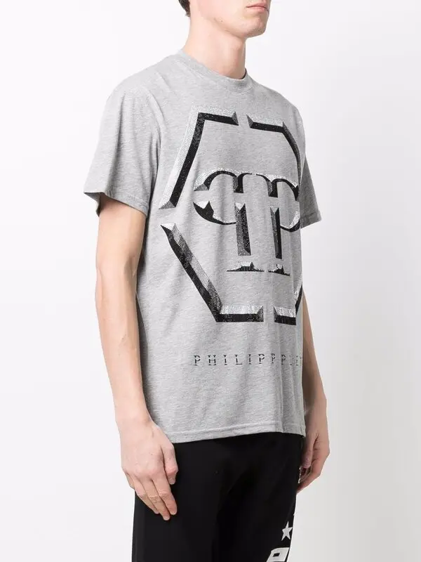 Philipp Plein Embellished-logo T-shirt - Grey