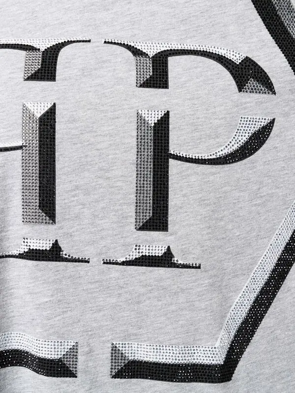 Philipp Plein Embellished-logo T-shirt - Grey