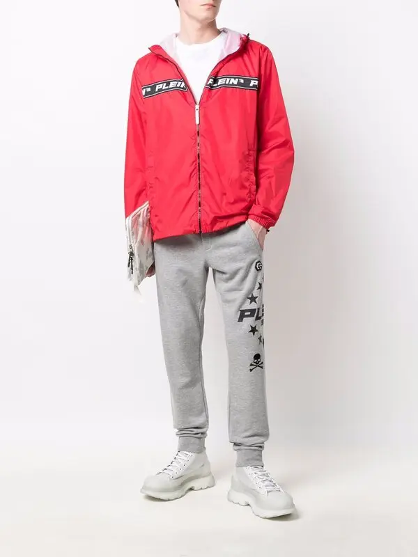 Philipp Plein Logo-tape Hooded Windbreaker - Red