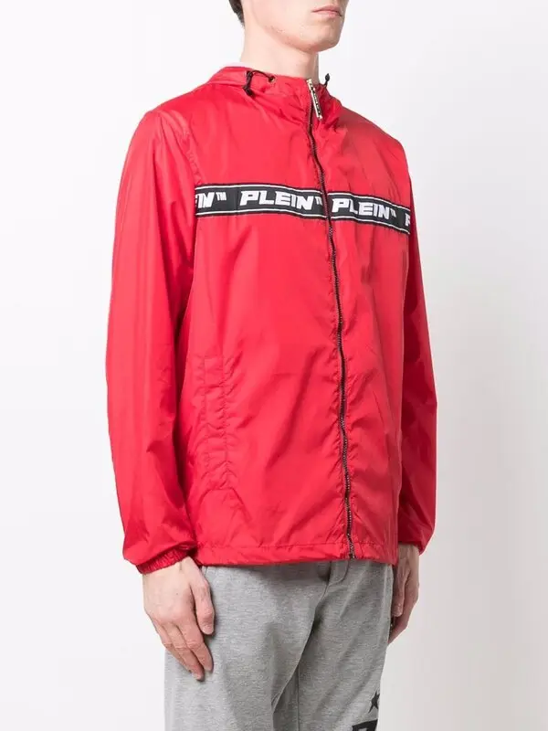 Philipp Plein Logo-tape Hooded Windbreaker - Red