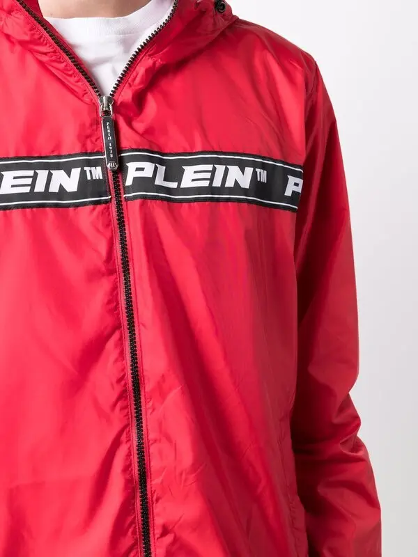 Philipp Plein Logo-tape Hooded Windbreaker - Red