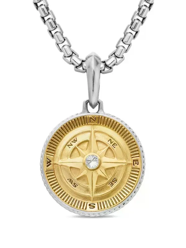 David Yurman 18kt Yellow Gold And Sterling Maritime Compass Diamond Amulet - Silver