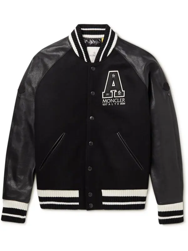 Moncler 6 1017 Alyx 9sm Virgin Wool And Leather Down Varsity