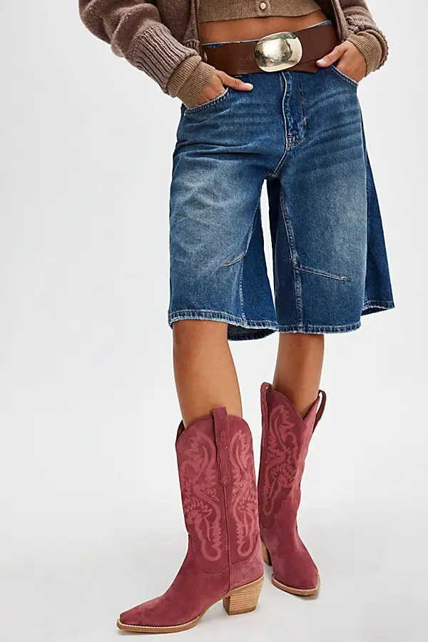 Jeffrey Campbell Dagget Western Boots - Raspberry Suede