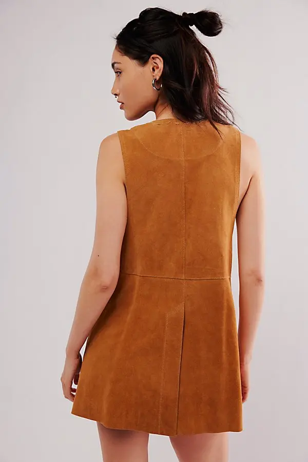 Free People We The Free Low Rider Suede Vest - Cinnamon Brulee