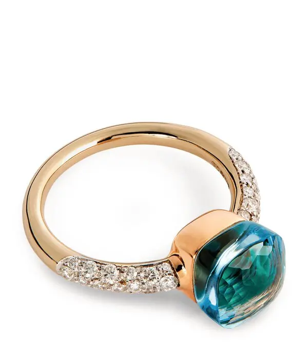 Pomellato Rose Gold, Topaz And Agate Nudo Petit Ring - Blue
