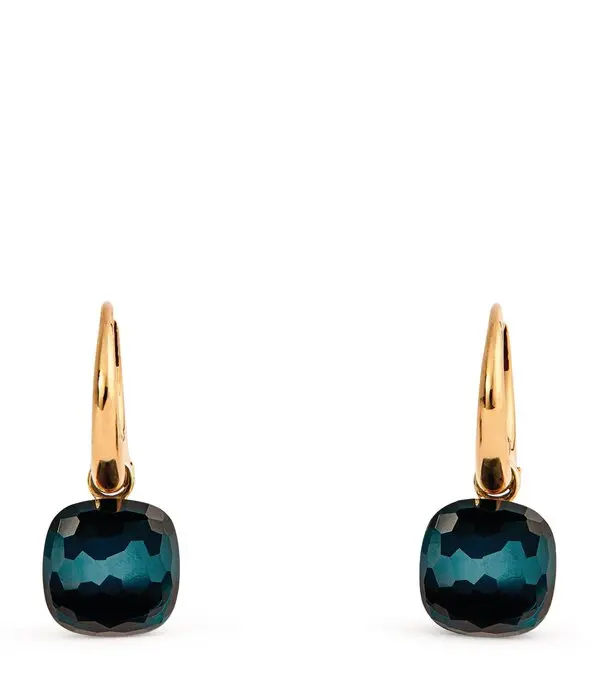 Pomellato Rose Gold And Topaz Petit Nudo Drop Earrings - Blue