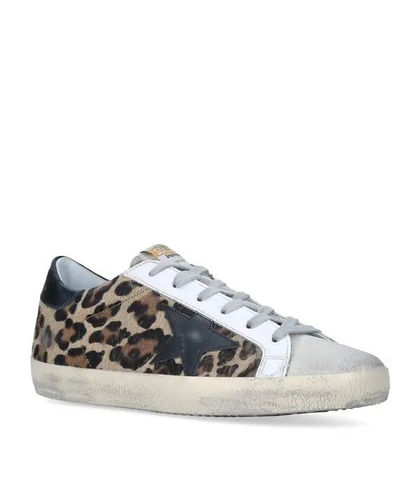 GOLDEN GOOSE Leather Leopard Print Super-star Sneakers - Brown