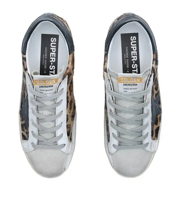 GOLDEN GOOSE Leather Leopard Print Super-star Sneakers - Brown