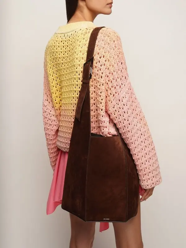 Attico Large 12 Pm Suede Shoulder Bag