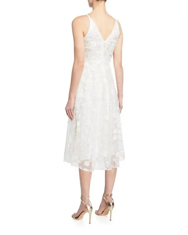 Dress The Population Elisa Beaded Midi Fit-&-flare Dress