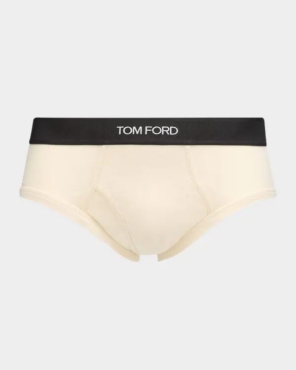 TOM FORD Apos;s Jacquard Logo Cotton Briefs - Offwht