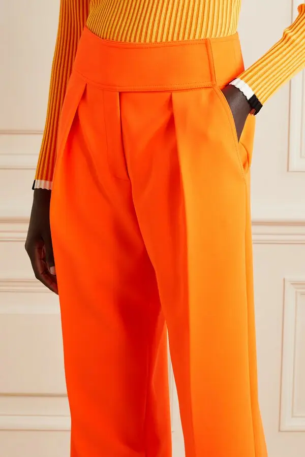 Christopher John Rogers Pleated Crepe Tapered Pants