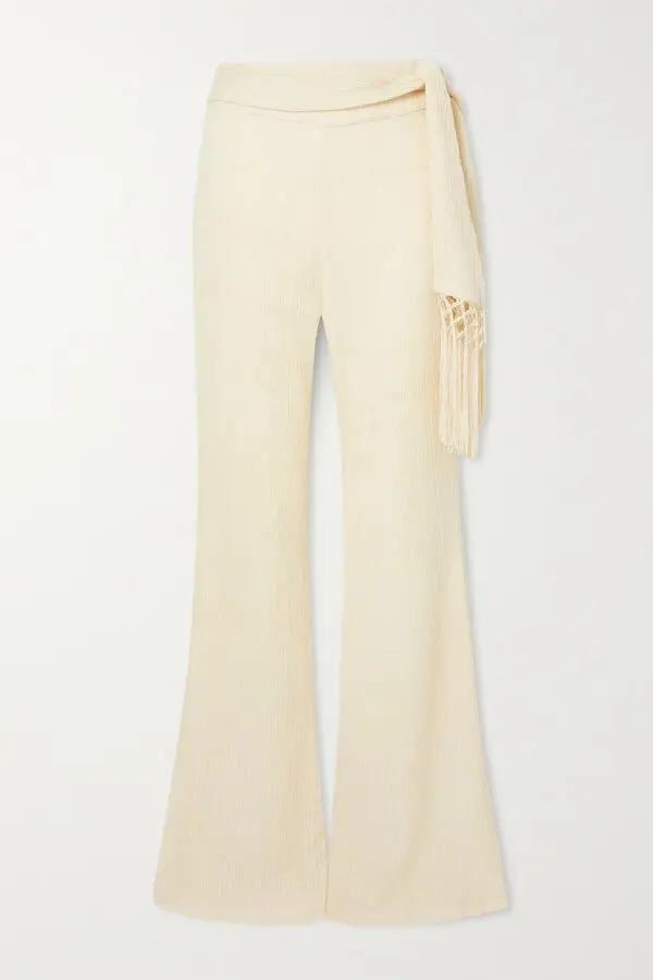 Savannah Morrow Vea Crinkled Silk And Bamboo-blend Pants