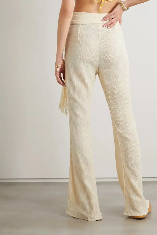Savannah Morrow Vea Crinkled Silk And Bamboo-blend Pants