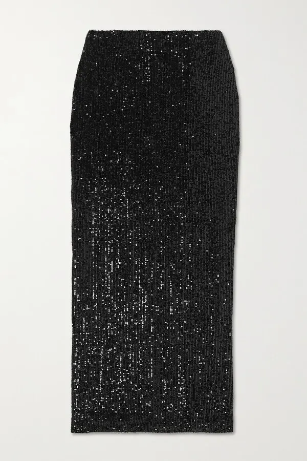 TOM FORD Sequined Tulle Maxi Skirt - Black