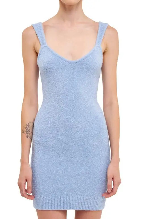 Endless Rose Sleeveless Knit Mini Dress - Blue