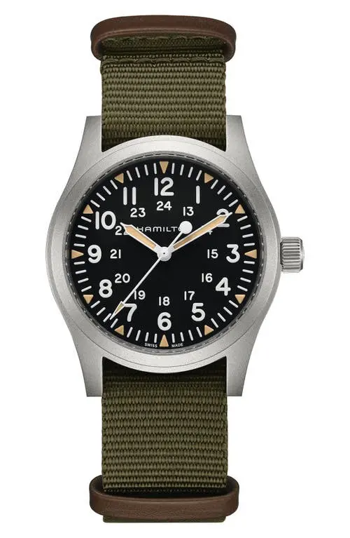 Hamilton Khaki Field Mechanical Strap Watch - Green/khaki