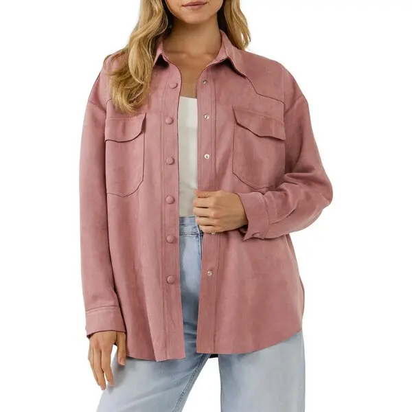 Endless Rose Faux Suede Shacket - Pink