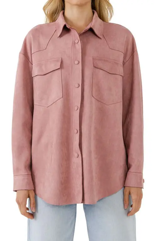 Endless Rose Faux Suede Shacket - Pink