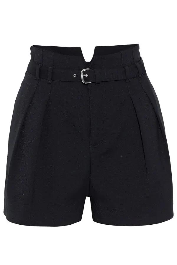 Red Valentino Belted Stretchcrepe Shorts - Black