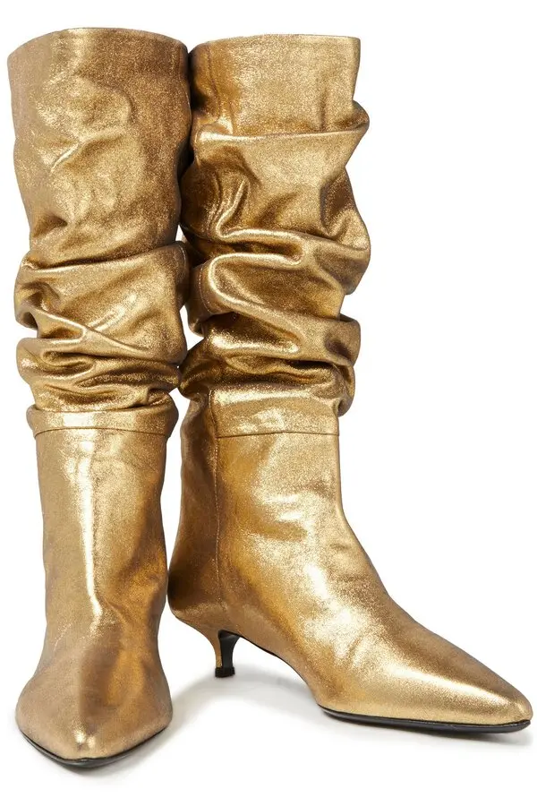 Zimmermann Gathered Metallic Leather Boots