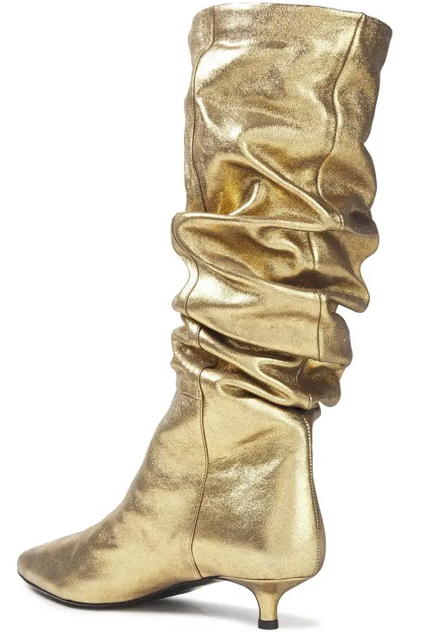 Zimmermann Gathered Metallic Leather Boots