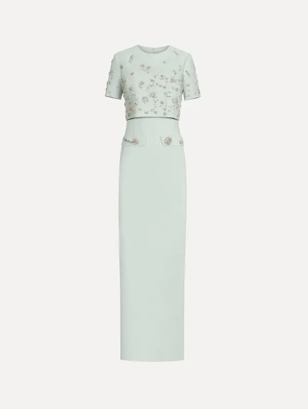 Oscar De La Renta Crystal Floral Embroidered Gown - One-color
