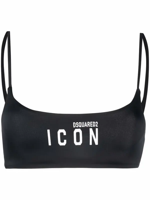 Dsquared2 Icon-print Bikini Top - Black