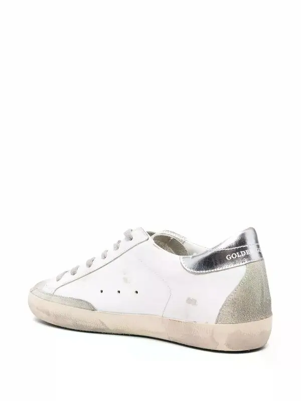 GOLDEN GOOSE Super-star Trainers With Pink Star And Silver Heel Tab