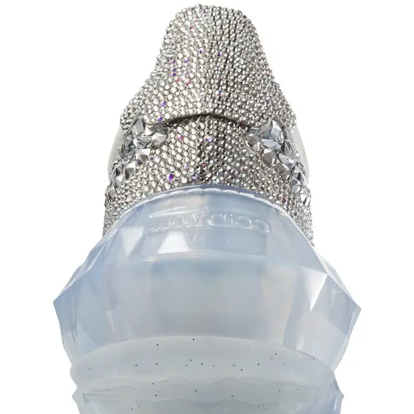 JIMMY CHOO Diamond/f Crystal Shimmer Suede Low-top Trainers With Crystal Details