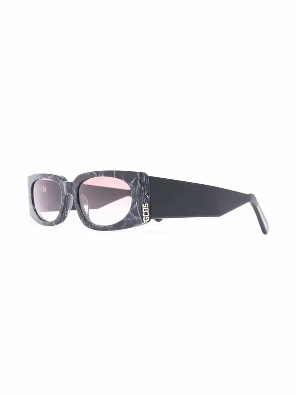 Gcds Marble-effect Rectangular Sunglasses - Black