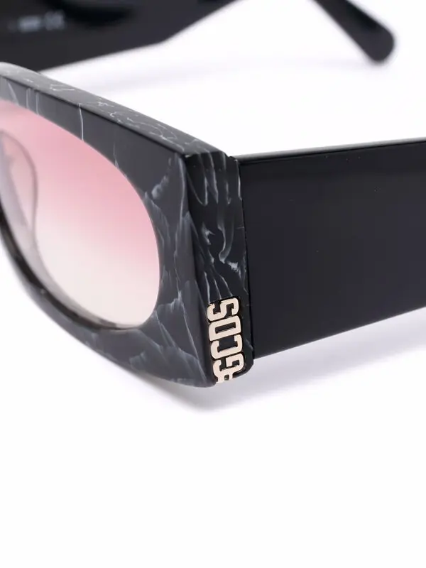 Gcds Marble-effect Rectangular Sunglasses - Black
