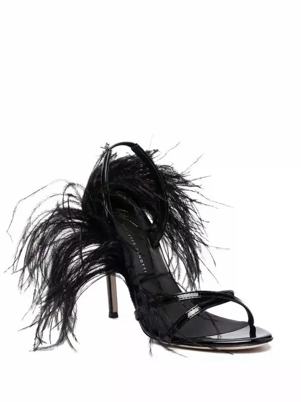 GIUSEPPE ZANOTTI Feather-detail 110mm Heeled Sandals