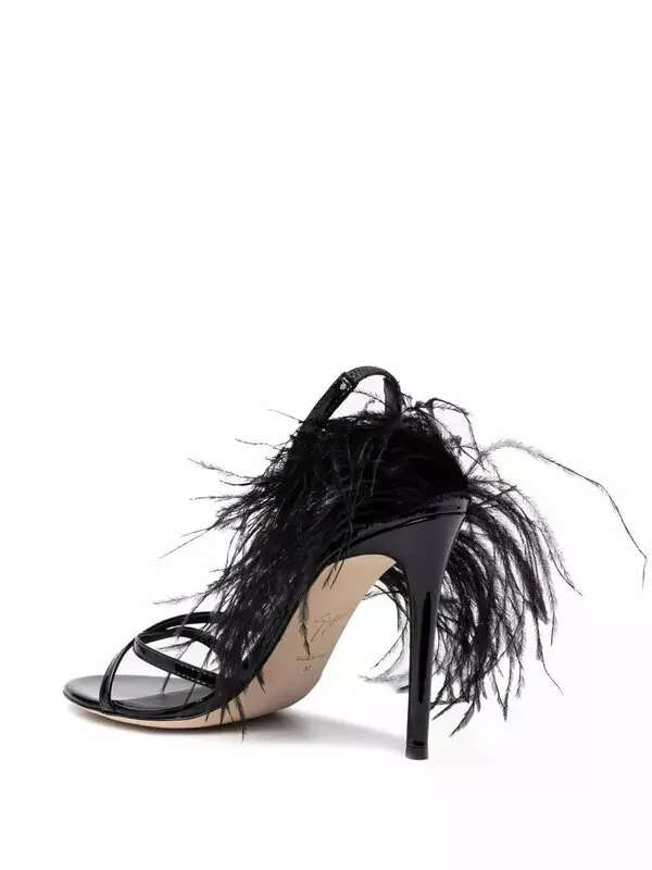GIUSEPPE ZANOTTI Feather-detail 110mm Heeled Sandals