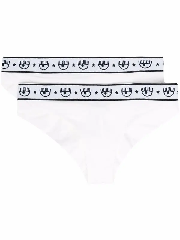 CHIARA FERRAGNI Logo-print Cotton Briefs - White