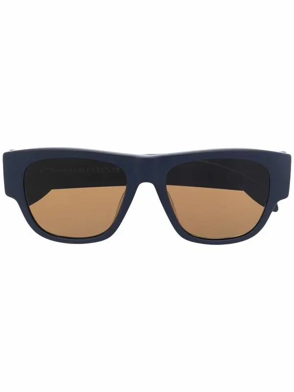 Alexander McQueen Logo Lettering Square Frame Sunglasses - Blue