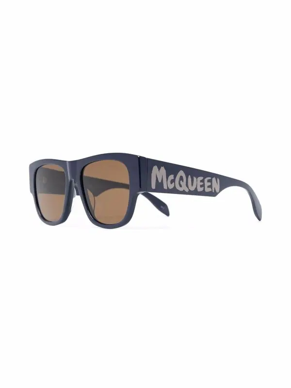 Alexander McQueen Logo Lettering Square Frame Sunglasses
