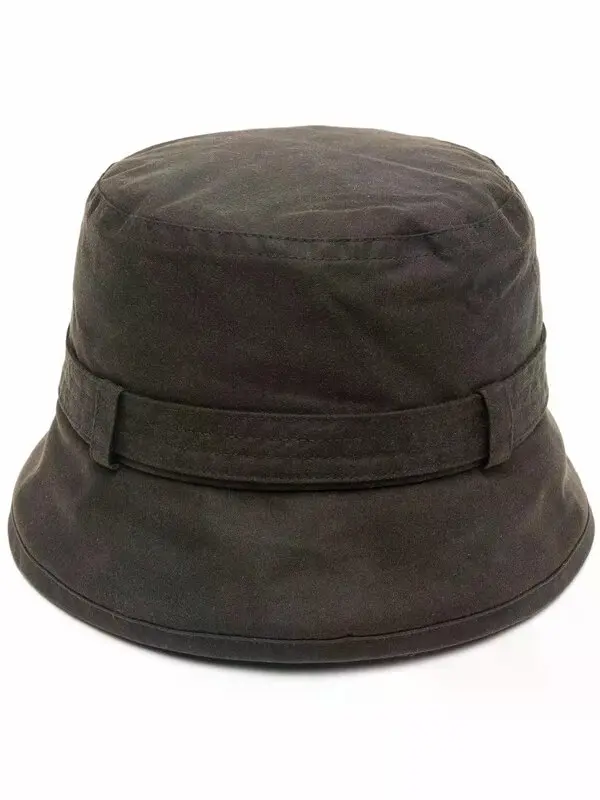 Barbour Buckle-detail Waxed Bucket Hat - Green