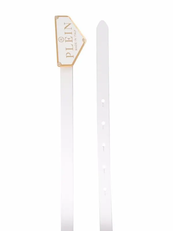 Philipp Plein Leather Belt - White