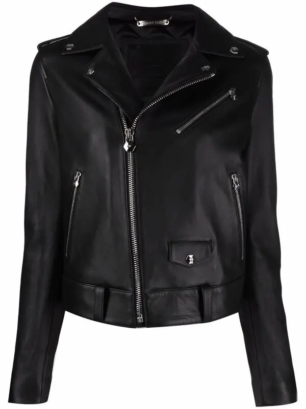 Philipp Plein Leather Biker Jacket